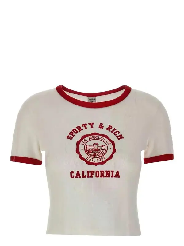 SPORTY & RICH Cropped Logo T-shirt - Neutrals