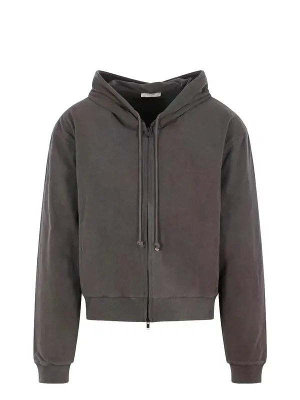 THE ROW Zip-up Drawstring Hoodie - Grey