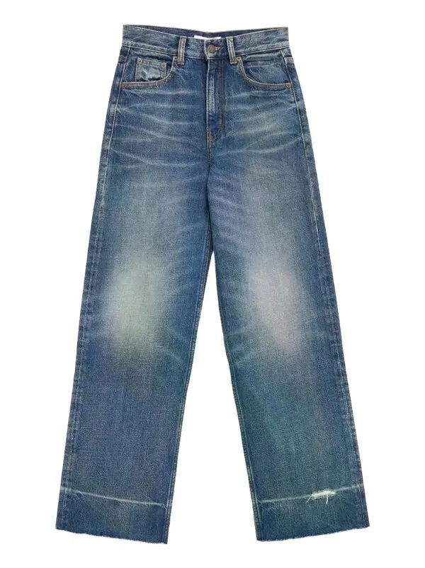 Chloé Faded Frayed-hem Bootcut Jeans - Blue