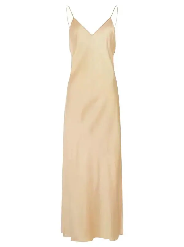 Isabel Marant Étoile Nevana V-neck Maxi Dress In Beige Satin - Neutrals