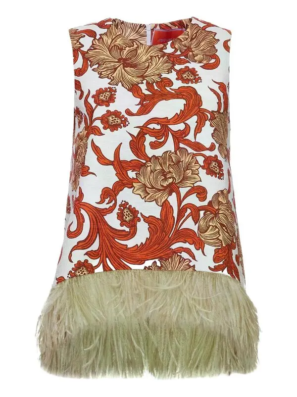 La DoubleJ La Scala Feather-detail Top - Red