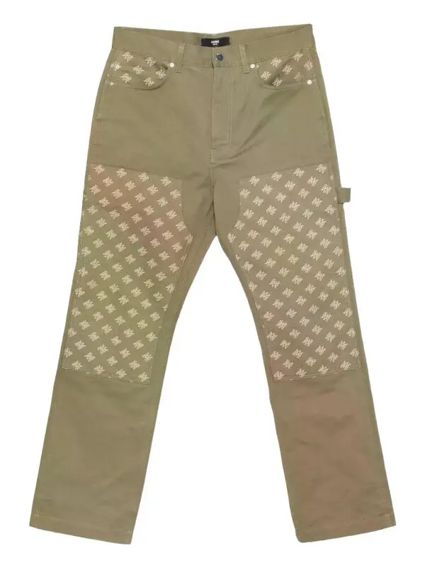 Amiri Monogram-pattern Panelled Trousers - Green