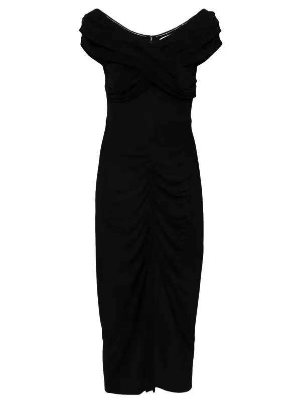Diane Von Furstenberg Jersey Gathered Off-shoulder Dress - Black