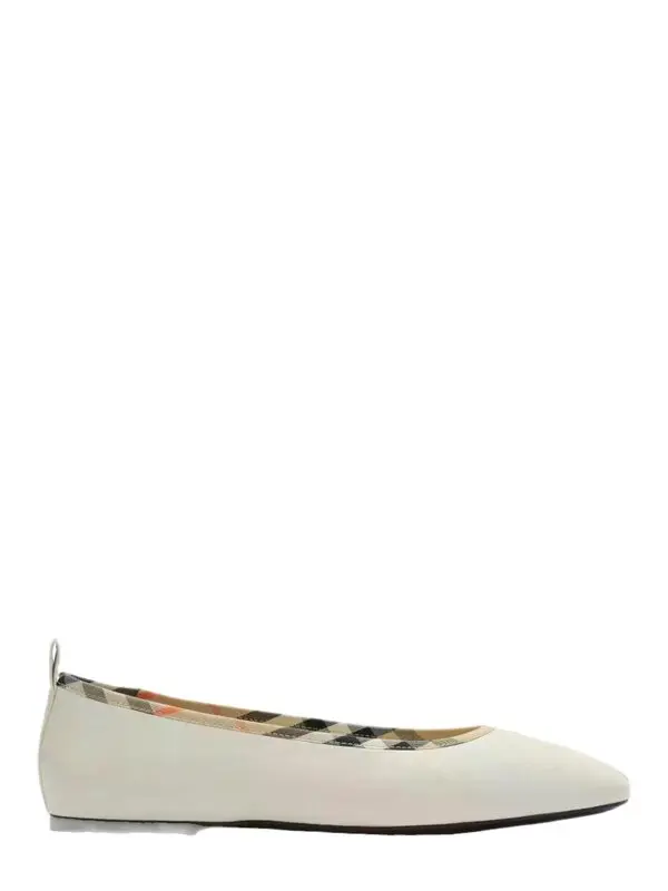 Burberry Check-trim Leather Ballerinas - Neutrals