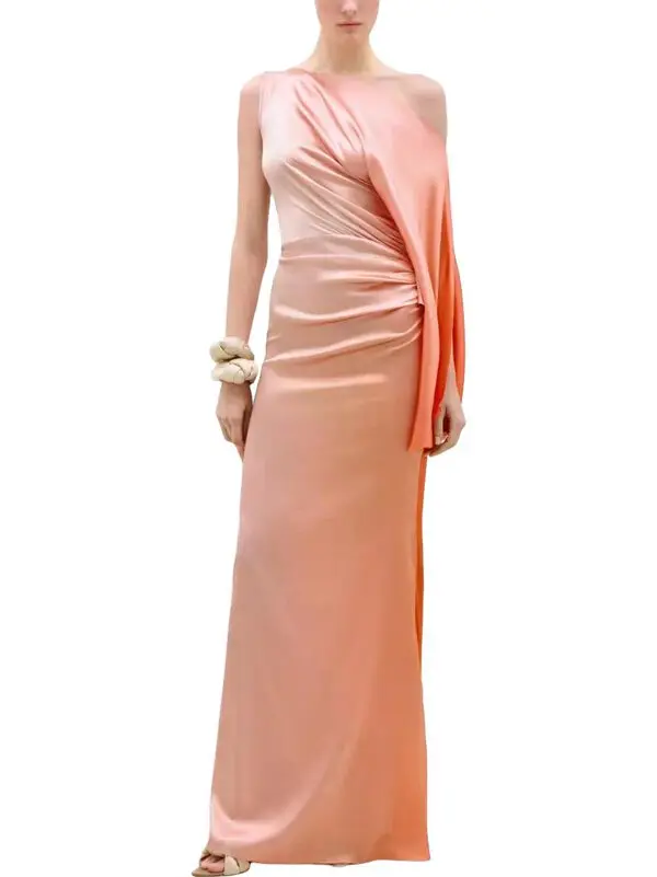 Silvia Tcherassi Frankee Asymmetrical Ruched Maxi Dress - Pink