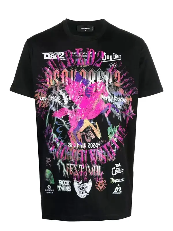 Dsquared2 Graphic-print Cotton T-shirt - Black