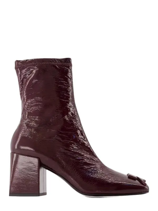 COURREGES Burgundy Logo Plaque Ankle Boots - Red