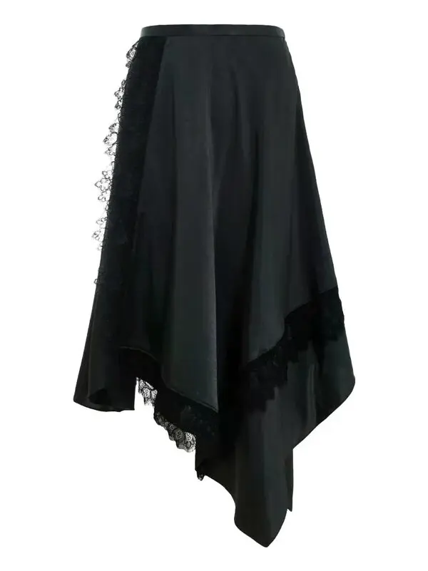 3.1 Phillip Lim Lace Trim Handkerchief Hem Midi Skirt - Black