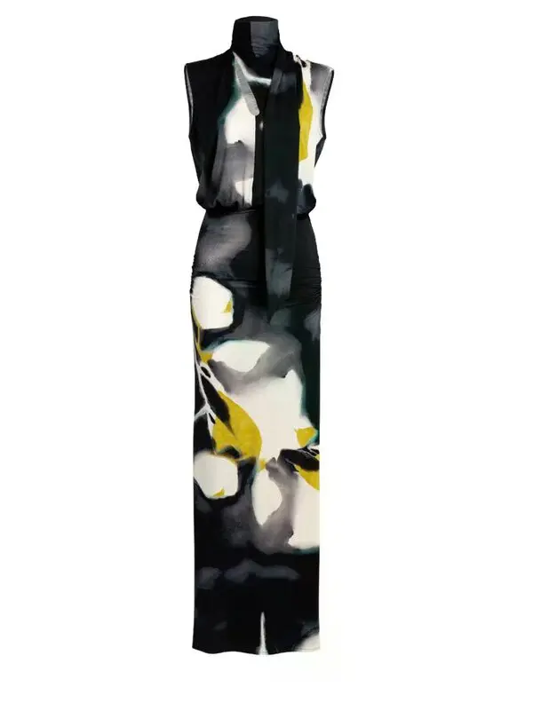 Silvia Tcherassi Navy Floral Print Maxi Dress - Blue
