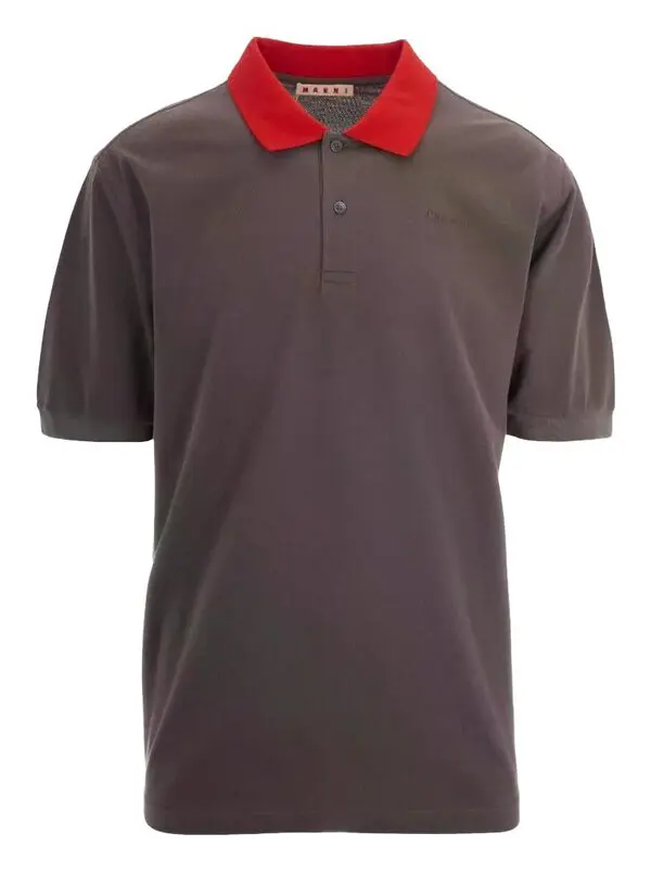 Marni Contrast-collar Piqué Polo Shirt - Brown