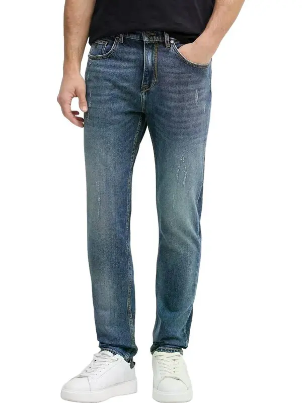Karl Lagerfeld Distressed Logo Patch Jeans - Blue