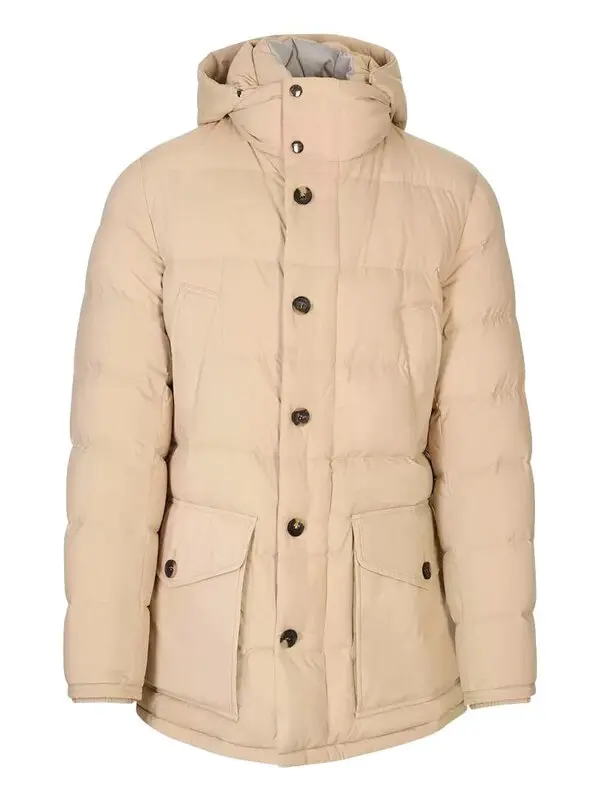 Kiton Beige Hooded Padded Jacket - Neutrals