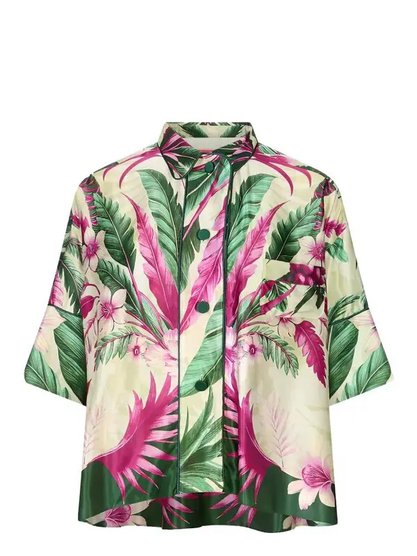 F.R.S FOR RESTLESS SLEEPERS Tropical Print Silk Shirt - Neutrals