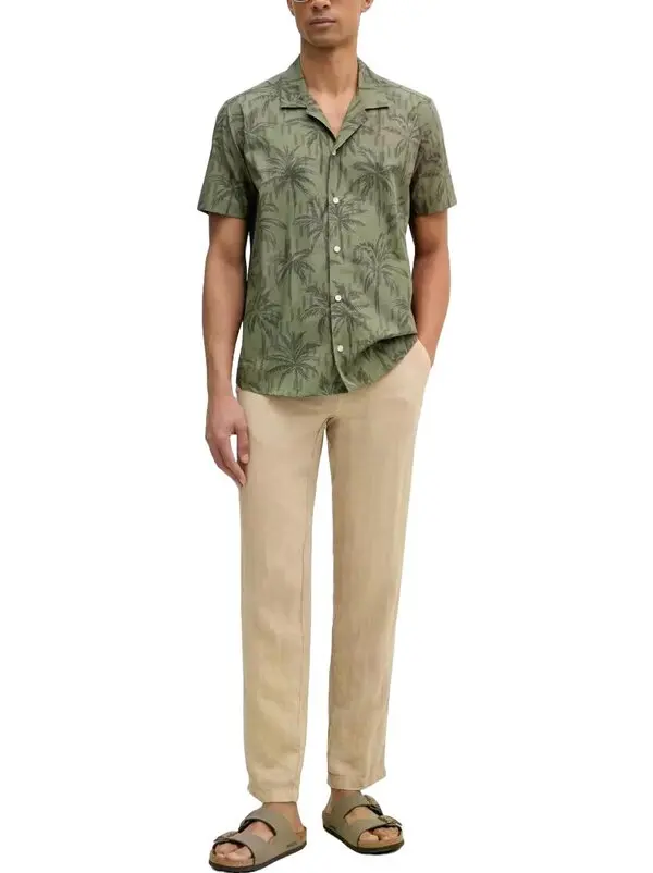 Karl Lagerfeld Beige Linen Drawstring Trousers - Neutrals
