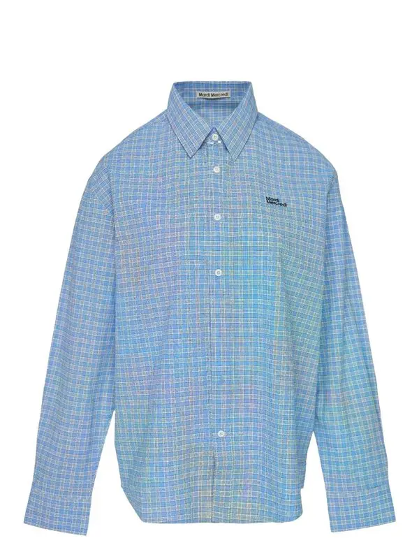 MARDI MERCREDI Check-pattern Logo-embroidered Shirt - Blue