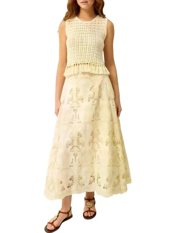 MARIE OLIVER Emryn Midi Skirt - Neutrals