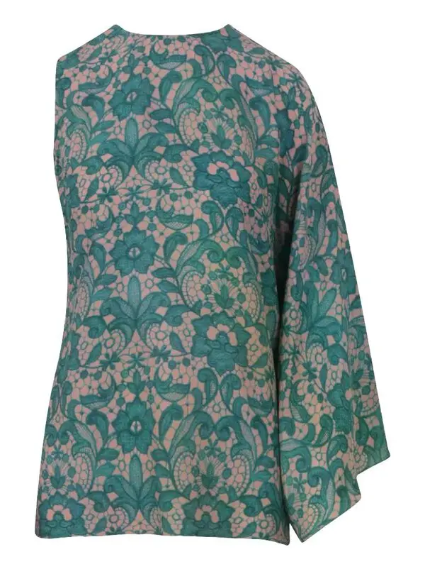 GIANLUCA CAPANNOLO One-shoulder Lace-print Top - Green