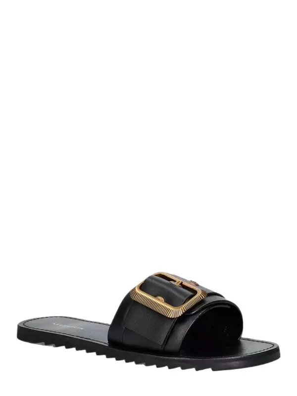 ALLSAINTS Ella Buckle Detail Leather Slides - Black