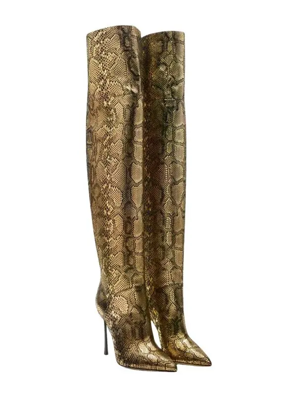 Casadei Blade Finger Corsario Over-the-knee Boots - Gold