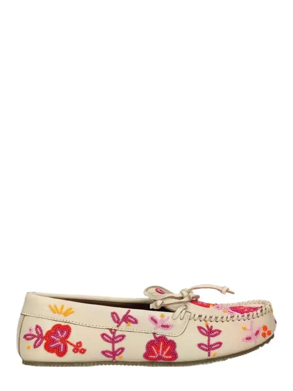 DE SIENA Arianna Bead-embellished Leather Loafers - Neutrals