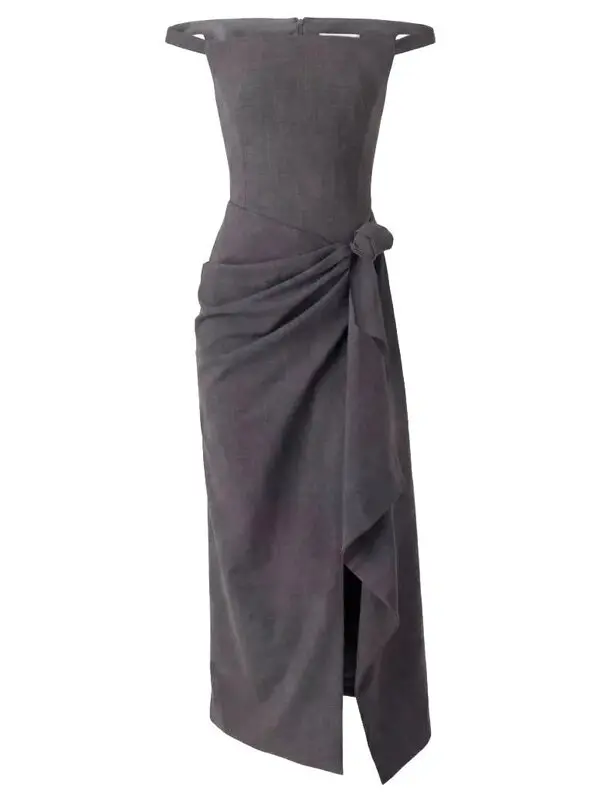 Monse Off-shoulder Draped Dress - Grey
