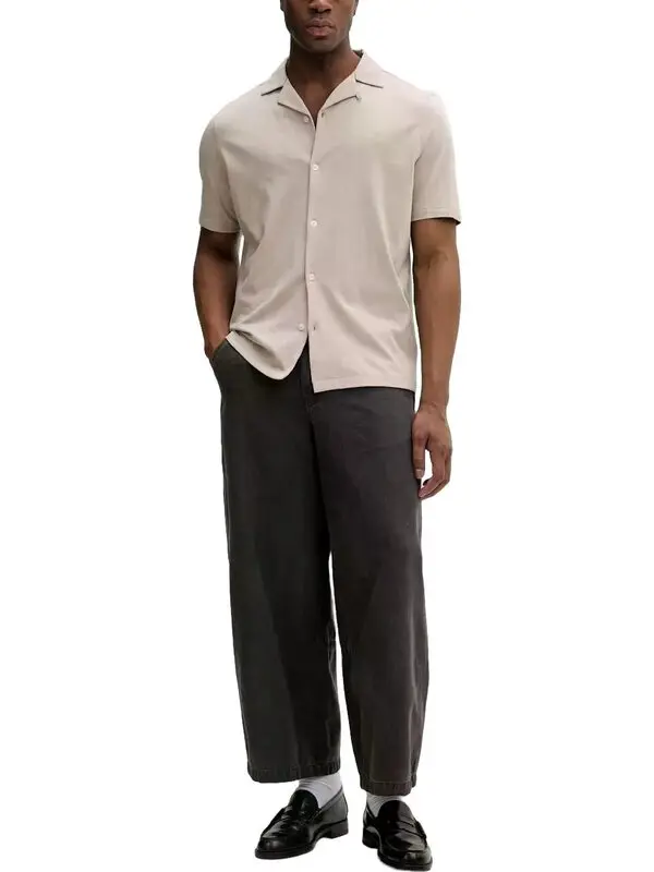 ALLSAINTS Hudson Embroidered-logo Short-sleeve Shirt - Neutrals