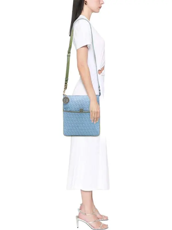 Fendi Zucchino Coated Canvas Forever Crossbody Bag - Blue