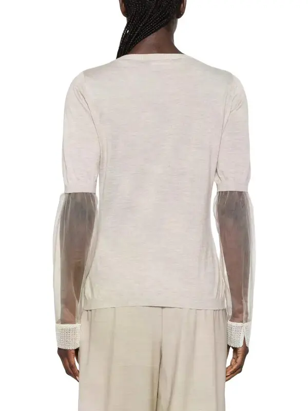 Fabiana Filippi Sheer-panel Long Sleeve Top - Neutrals
