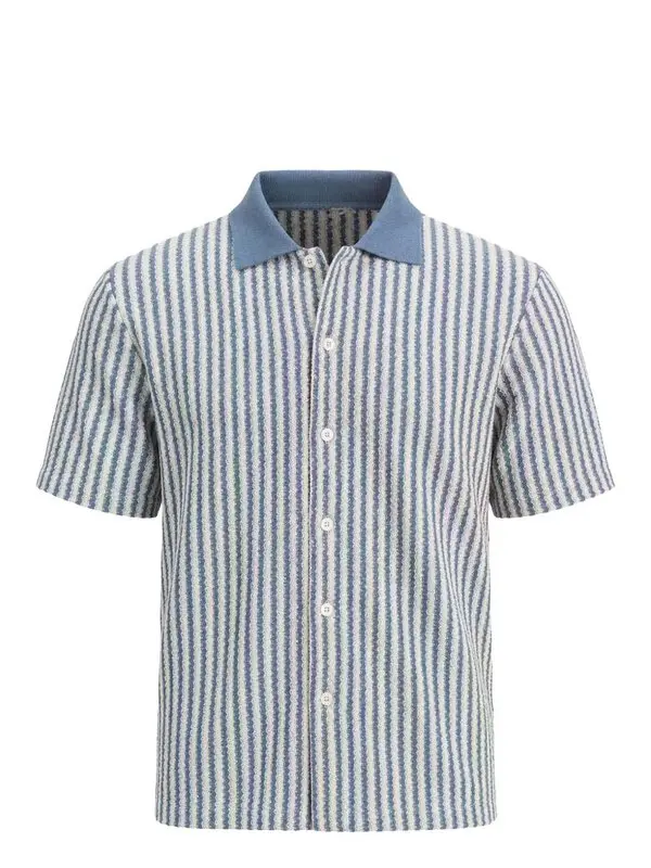 GRAN SASSO Stripe-pattern Short-sleeve Shirt - Blue