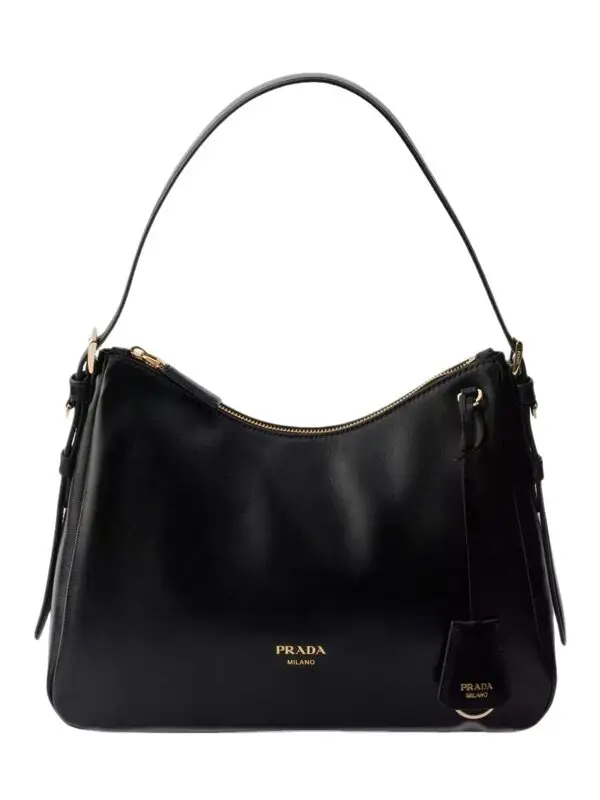 Prada Aimée Medium Leather Shoulder Bag - Black