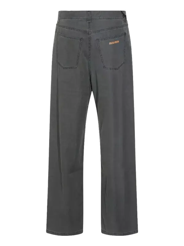 Miu Miu Logo Embroidered Jeans - Grey