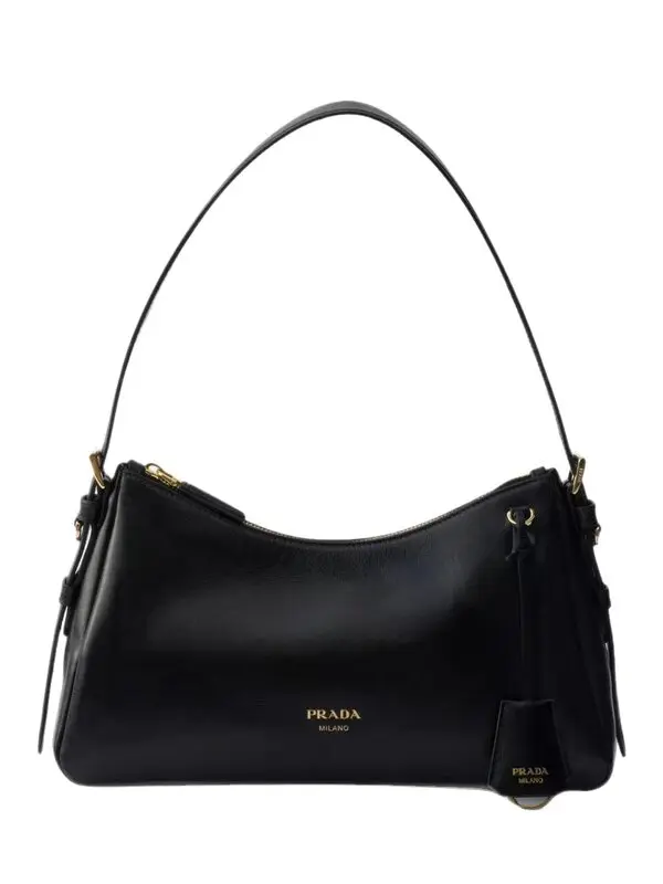 Prada Medium Leather Shoulder Bag - Black