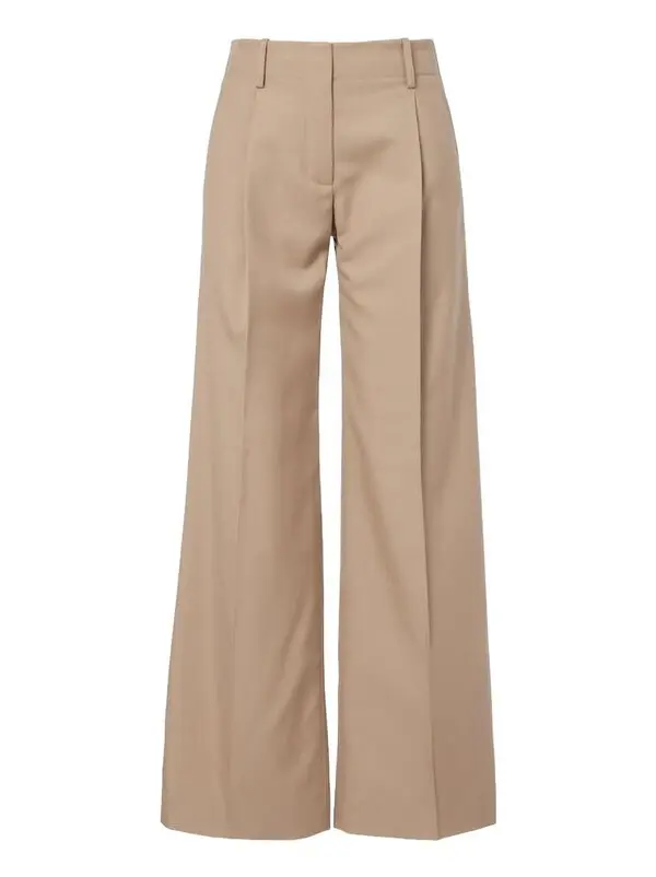 Proenza Schouler Halima Wool-blend Gabardine Wide-leg Pants - Beige