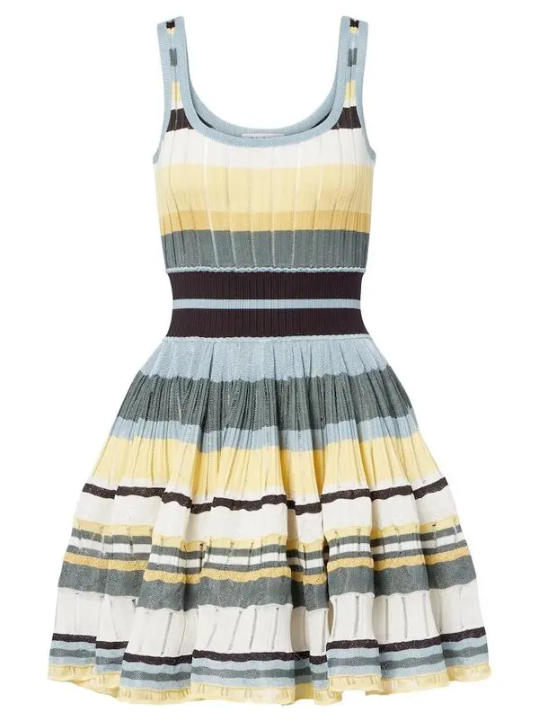 Alaïa Knitted Striped Minidress - Multicoloured