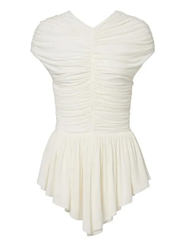 Tove Gabor Ruched Jersey Top - White