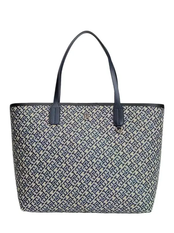 Tommy Hilfiger Monogram Logo Plaque Tote Bag - Blue