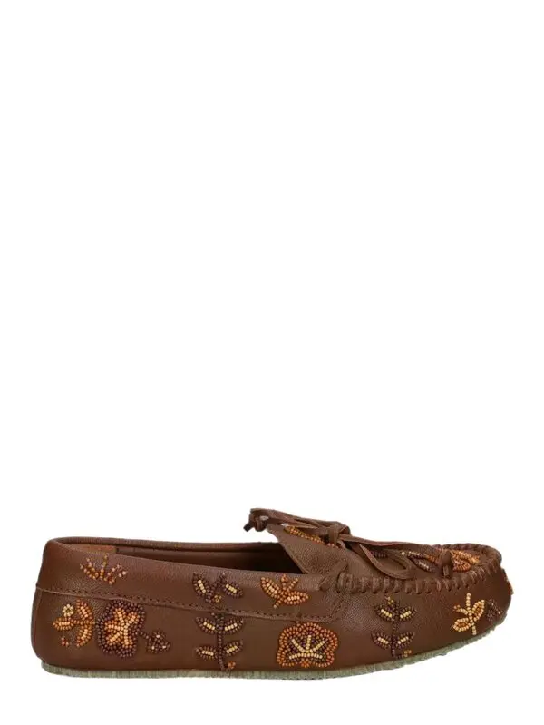 DE SIENA Arianna Bead-embellished Leather Loafers - Brown