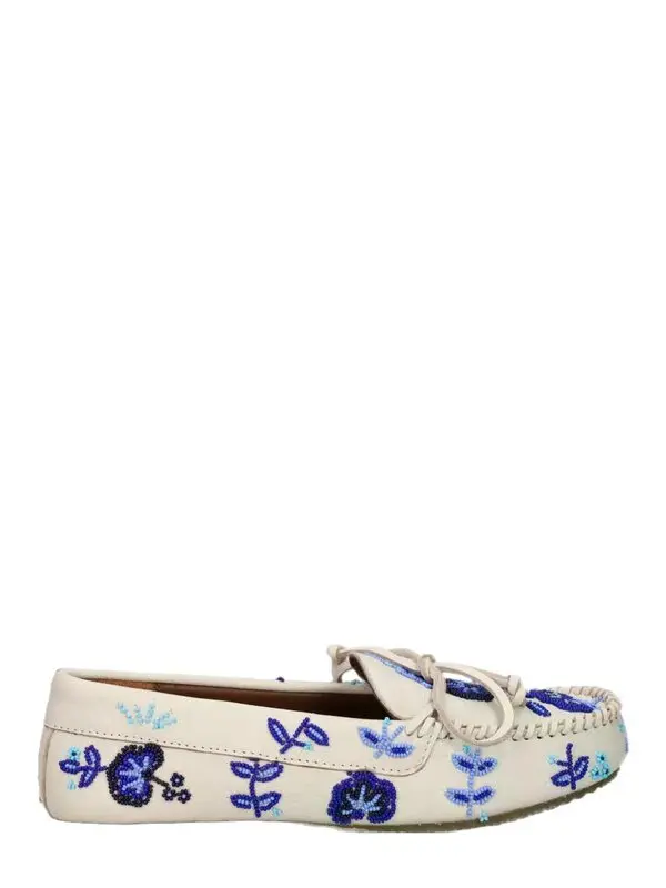 DE SIENA Arianna Bead-embellished Floral Loafers - Neutrals