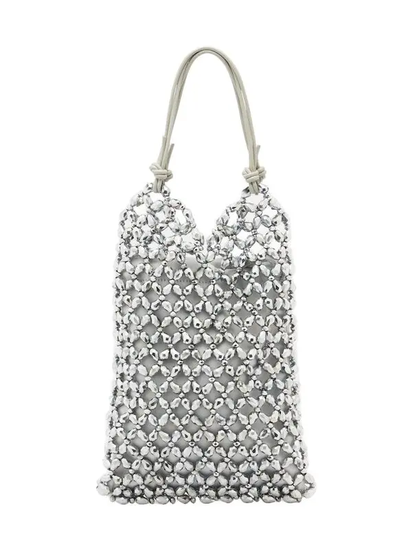 Staud Karla Beaded Top-handle Bag - Silver