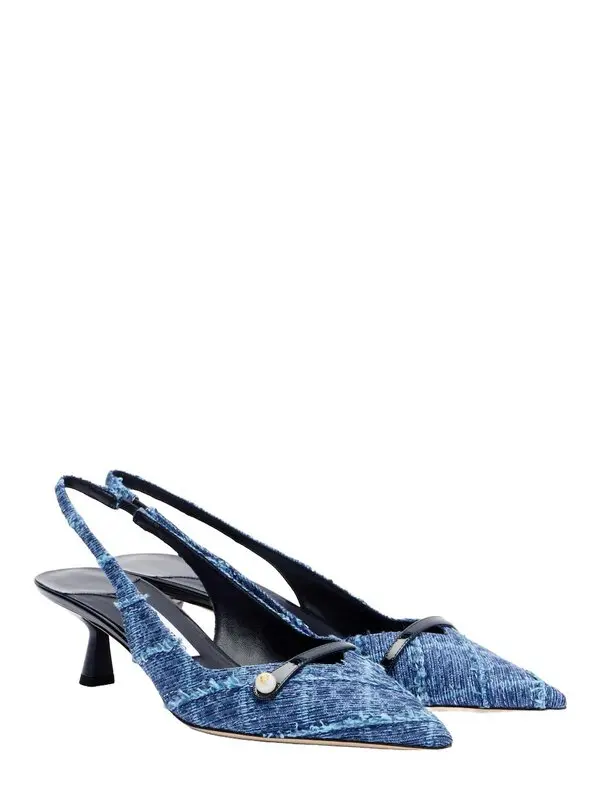 JIMMY CHOO Amita Denim Slingback Pumps - Blue