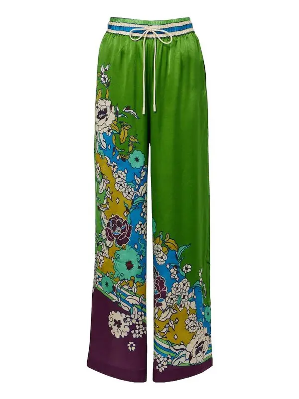 ALEMAIS Nanci Printed Silk Satin Wide-leg Pants - Multicoloured