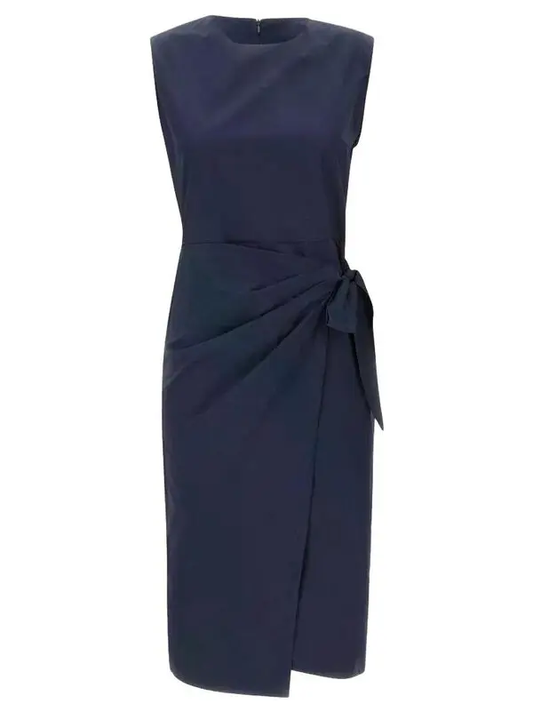 KAOS Knotted Wrap-style Midi Dress - Blue