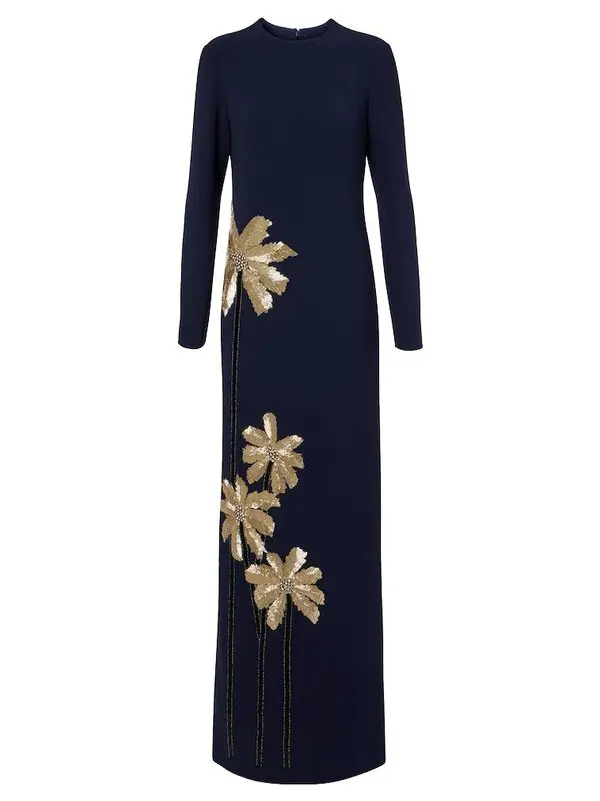 Costarellos Nevina Crystal-embellished Crêpe Gown - Blue