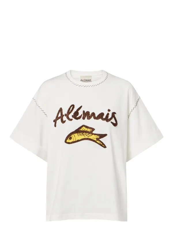 ALEMAIS Embroidered Cotton T-shirt - White