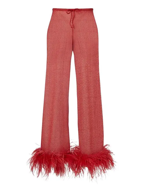 Oseree Lumière Plumage Wide-leg Pants - Red