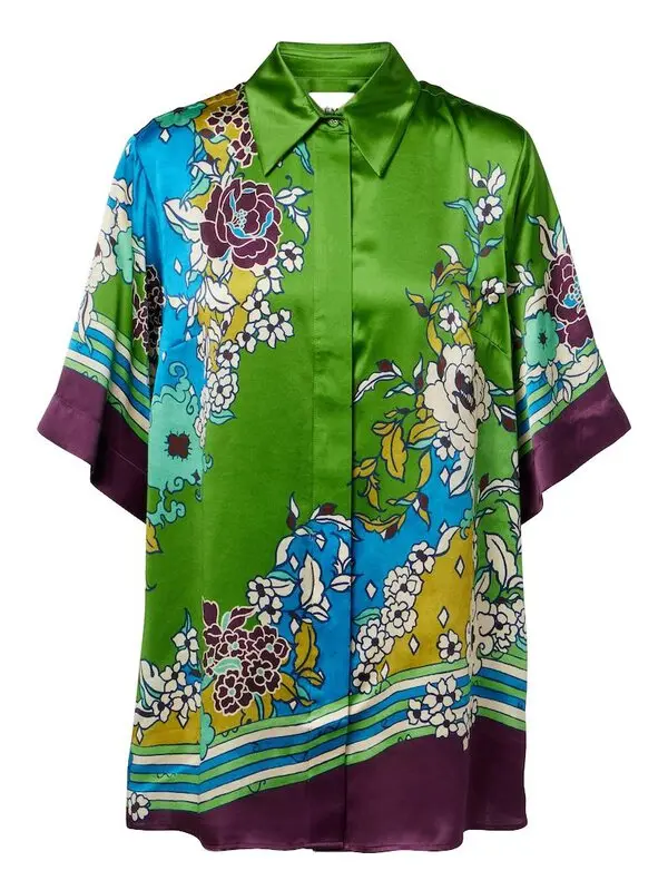 ALEMAIS Nanci Printed Silk Satin Shirt - Multicoloured