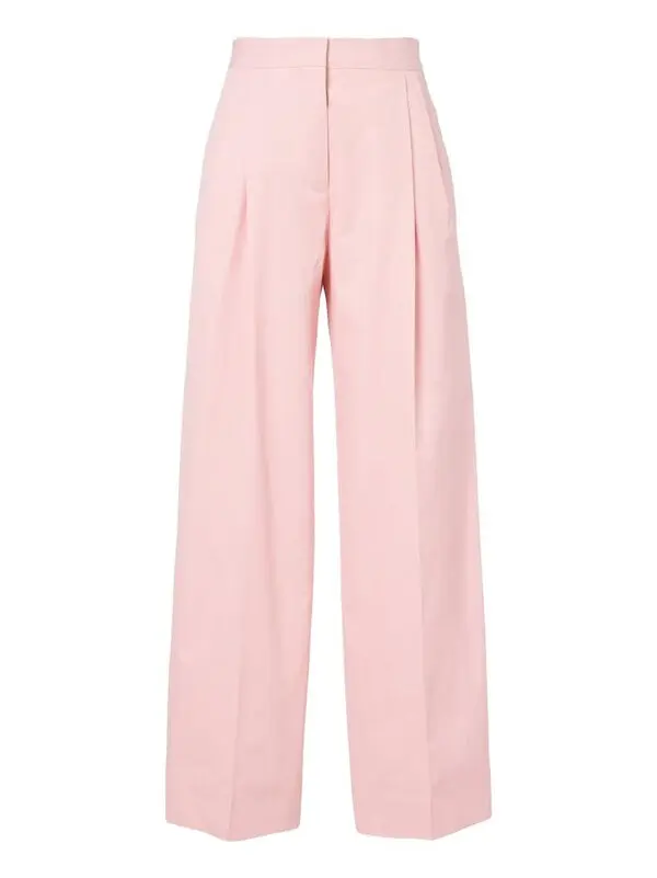 JIL SANDER Pleated Cotton Twill Wide-leg Pants - Pink