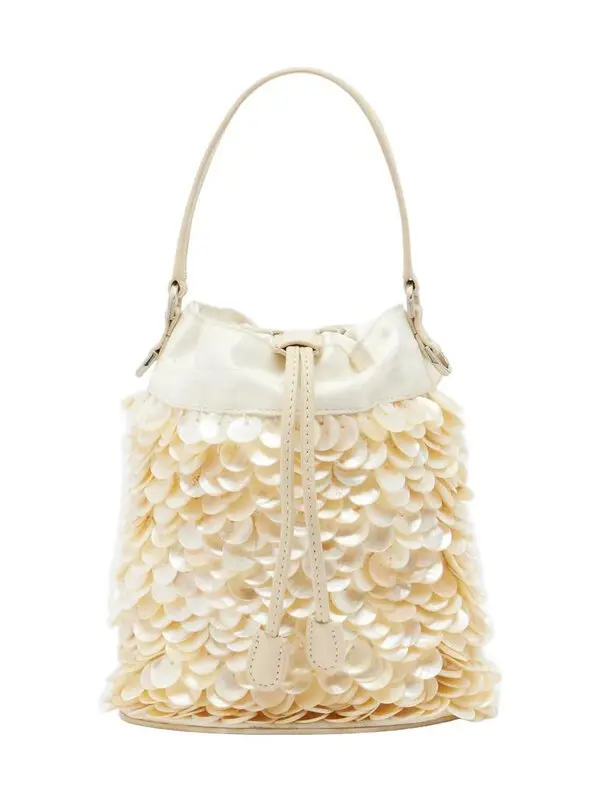 Staud Lila Embellished Bucket Bag - White