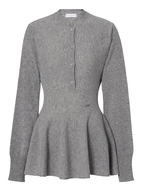 Stella McCartney Peplum Virgin Wool Top In Melange - Grey