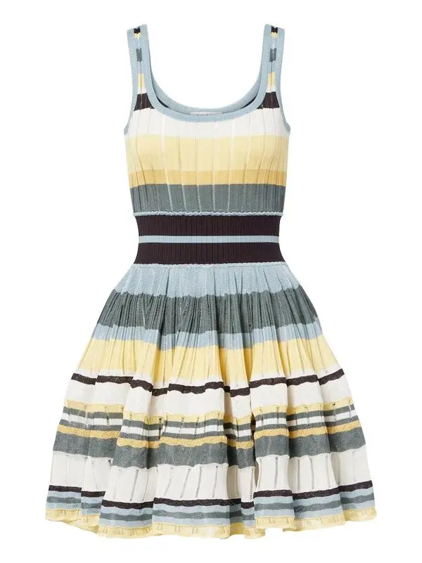 Alaïa Knitted Striped Minidress - Multicoloured